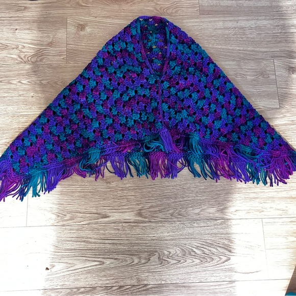 Hand Crafted | Sweaters | Crochet Shawl Handmade Poncho Mermaid Vibes ...